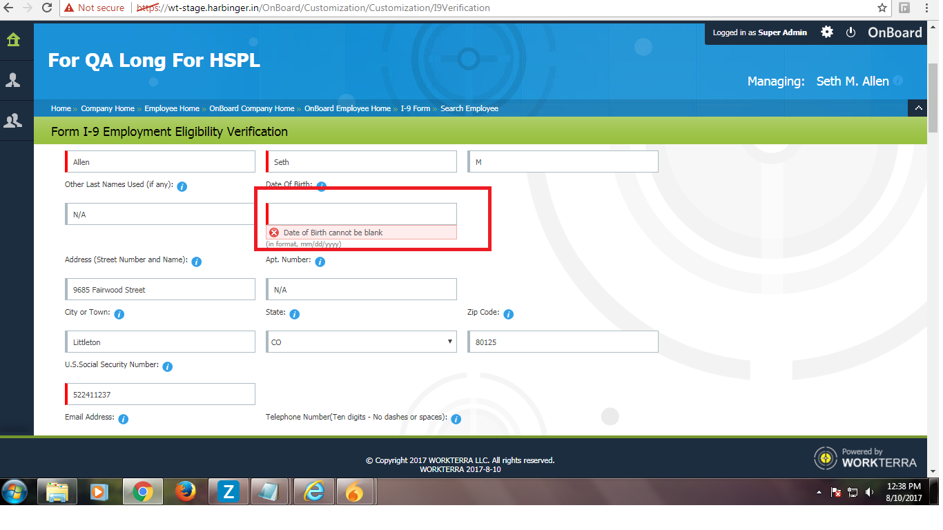 [WT-10538] LB->Onboard->I-9 Form->Not accept date of birth when it enter using keyboard ...